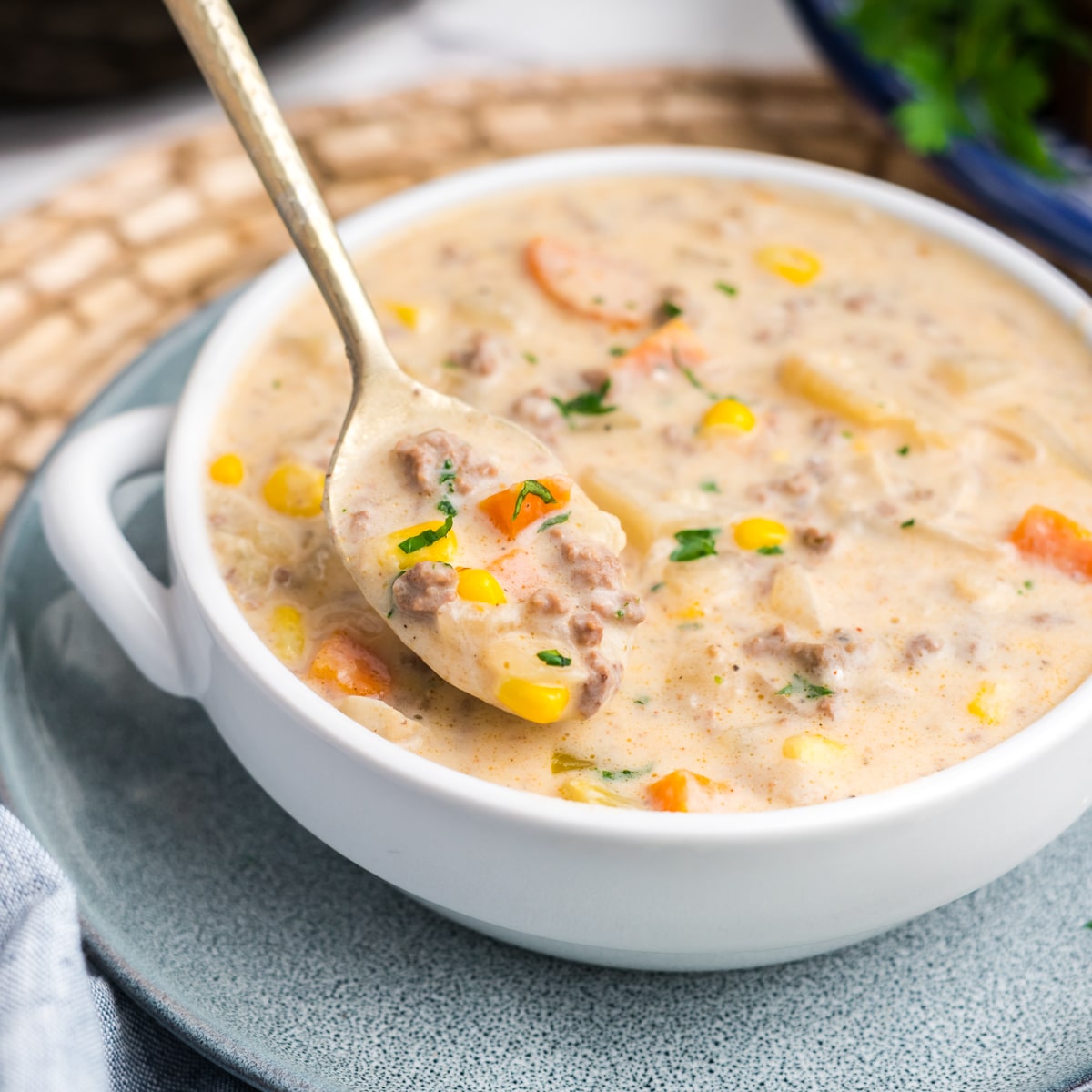Crockpot Creamy Potato and Hamburger Soup - Fresh Coast Eats